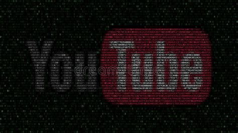 Youtube Logo Made Of Hexadecimal Symbols On Computer Screen Editorial 3d Rendering Editorial