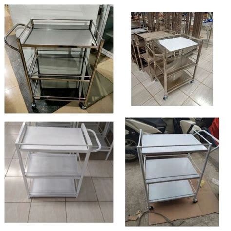 Jual Troli Instrumen 3 Susun Stainless Besi Trolley Tindakan