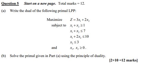Solved Question 5 Start On A New Page Total Marks 12 A