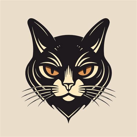Premium Vector Cat Face Portraite Icon Black Engraving Isolated On