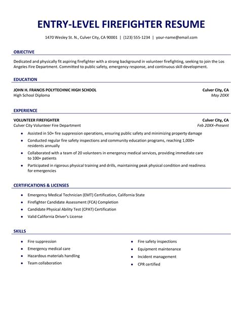 3 Firefighter Resume Examples And Writing Tips For 2024