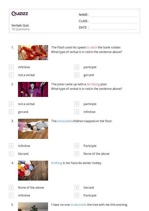 50 Verbals Worksheets On Quizizz Free And Printable