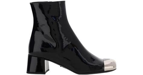 Prada Triangle Logo Plaque Boots In Black Lyst
