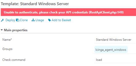 Authenticate API Error While Deploying Host Template Icinga Director