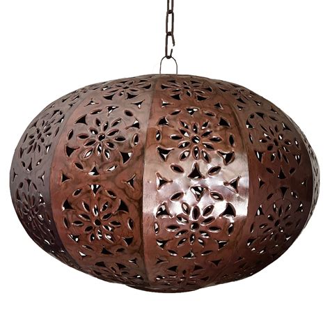 Punched Tin Pendant Lighting Oval Shape El Callejon Art