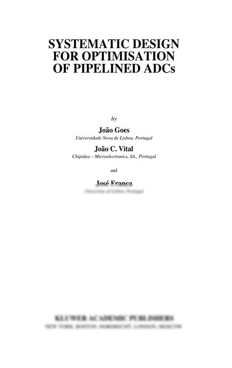 SOLUTION Systematic Design For Optimisation Of Pipelined Adcs Studypool
