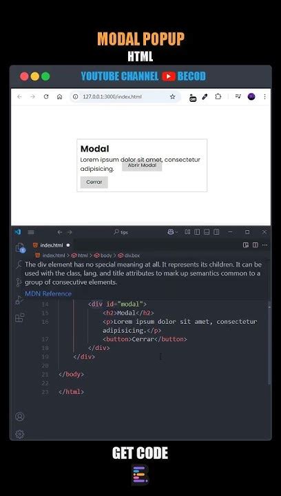 Tips Popup Modal Csshtml Button Code Free Desarrolloweb Javascript Youtube