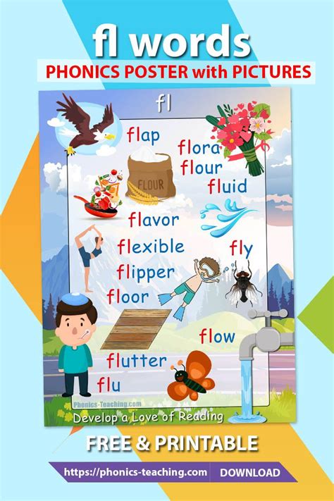 Fl Words Free Printable Phonics Poster This Fl Consonant Blend