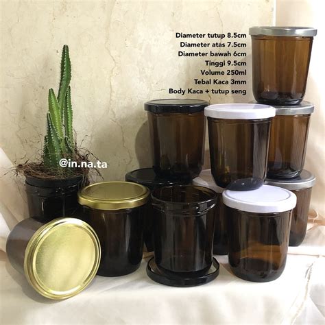 Jual ReGlass Amber Jar Toples Kaca Tutup Seng Botol Mason Jar Ml Gelas Lilin Serbaguna