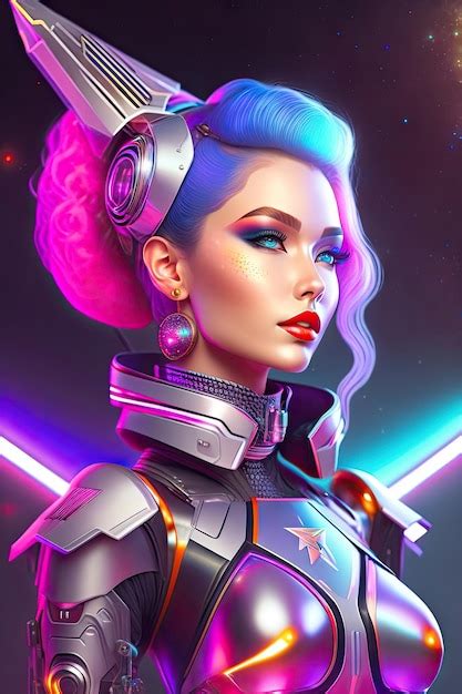 Premium Ai Image Beautiful Female Robot Cyborg On Space Nebula