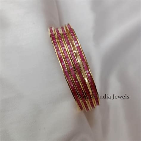 Ruby Bangles With Gold Border South India Jewels