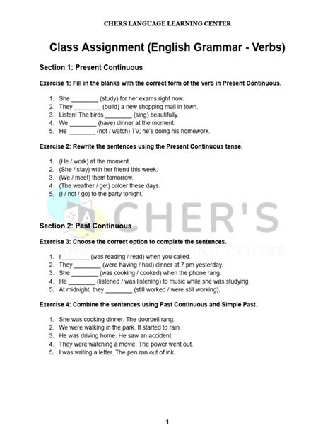 Class Assignment English Grammar Verbs Pdf Perfect Grammar Grammatical Tense