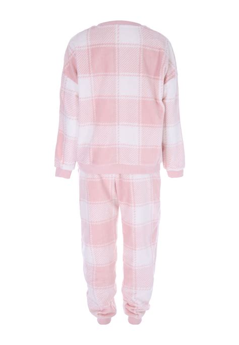 Womens Pink Check Twosie Pyjamas Set Peacocks