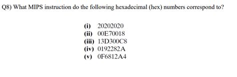 Solved Q What MIPS Instruction Do The Following Chegg