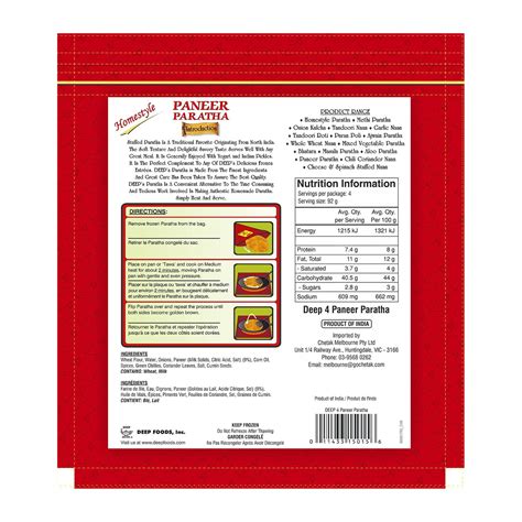 Deep Paneer Paratha Green Earth Foods