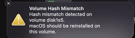 volume hash mismatch hash mismatch dete… apple community