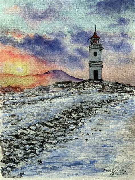 Акварель Маяк Токаревского Watercolor