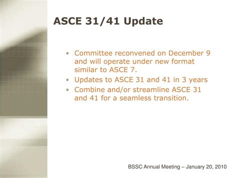 Ppt Updating Asce 31 And 41 A Report From The Asce Standards