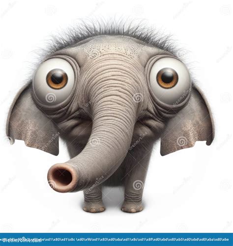 Surprised Elephant Running Through Jungle Realistic Portrait Stock