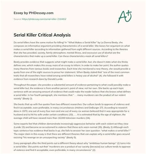 Serial Killer Critical Analysis