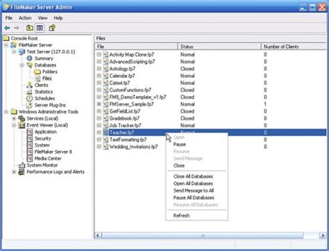 Managing Databases FileMaker Server And Server Advanced