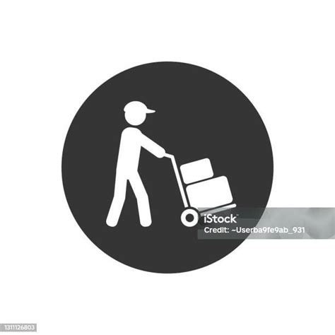 이동 손 트럭 또는 애플 리 케이 션 및 웹사이트에 대 한 상자 플랫 벡터 흰색 아이콘 돌리 밀어 이동 하는 이동 밀기에 대한