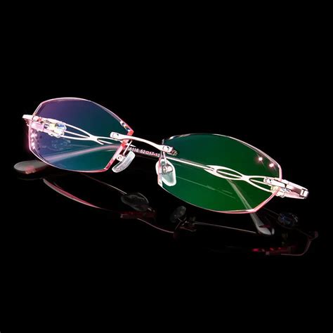 Luxurious Reading Glasses Women Rhinestone Eyeglass Rimless Female High