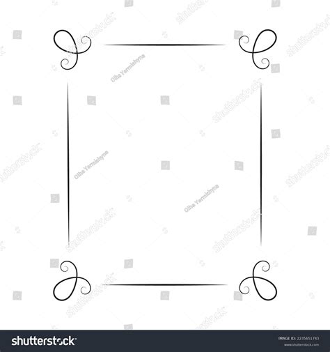 Rectangular Frame Template Decorated Corners Vector Stock Vector