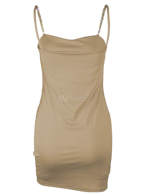Sexy Club Dress Metal Chain Sleeveless Backless Night Out Dresses
