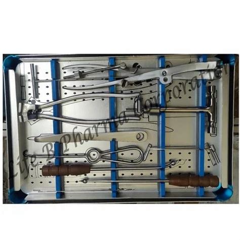 Silver Rectangular Pelvic Instrument Set Graphical Aluminum Box For