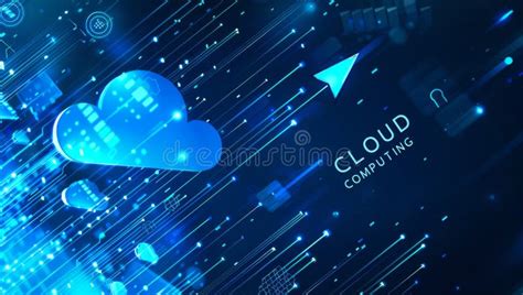 Digital Cloud Computing Technology Background With Data Transfer And Futuristic Design Stock