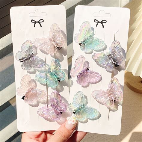인어 색상 요정 나비 수제 머리핀 여자 바레트 머리 클립 패션 헤어 액세서리 5 개세트 Aliexpress