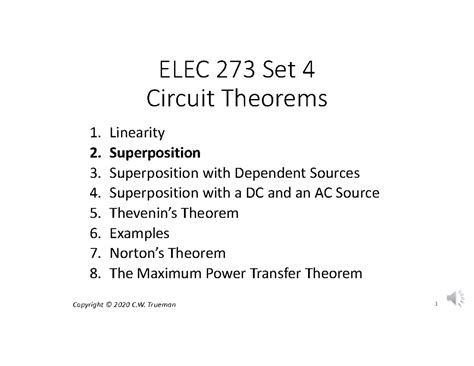 4 2 Superposition Notes Elec 273 Set 4 Circuit Theorems 1 Linearity 2 Superposition 3