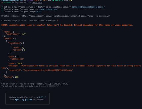 unable to run prisma deploy on heroku hosted prisma server · issue 2896 · prisma prisma1 · github