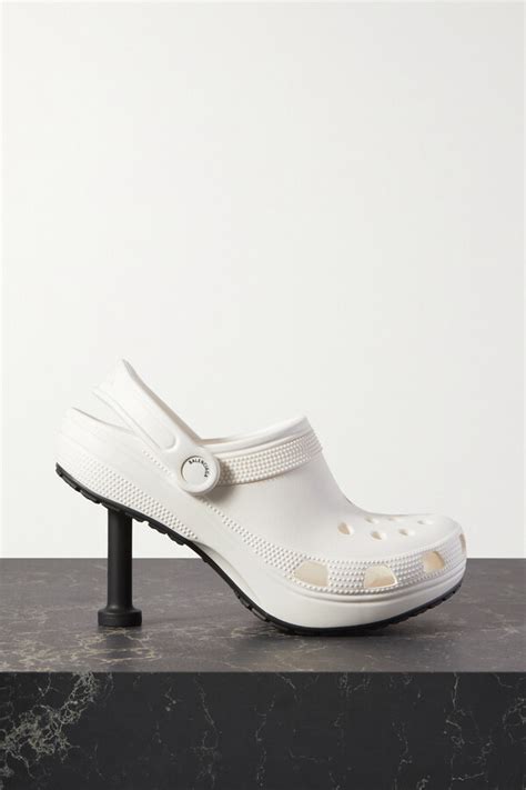 Balenciaga Crocs Madame Perforated Rubber Slingback Pumps White