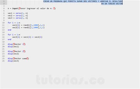 Arrays MatLab Suma De Vectores Tutorias Co