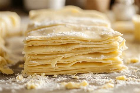 Close Up View Reveals The Intricate Layers Of Buttery Pastry Dough
