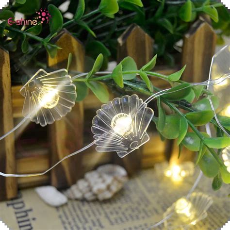 Coastal Seashells String Lights 10 Led Lights Indoor Outdoor Decoration