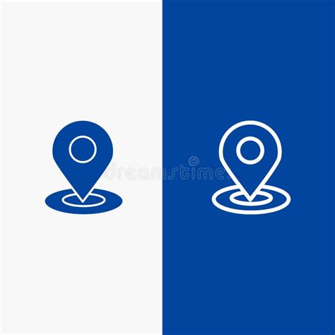 Browse Map Navigation Location Line And Glyph Solid Icon Blue Banner Stock Vector