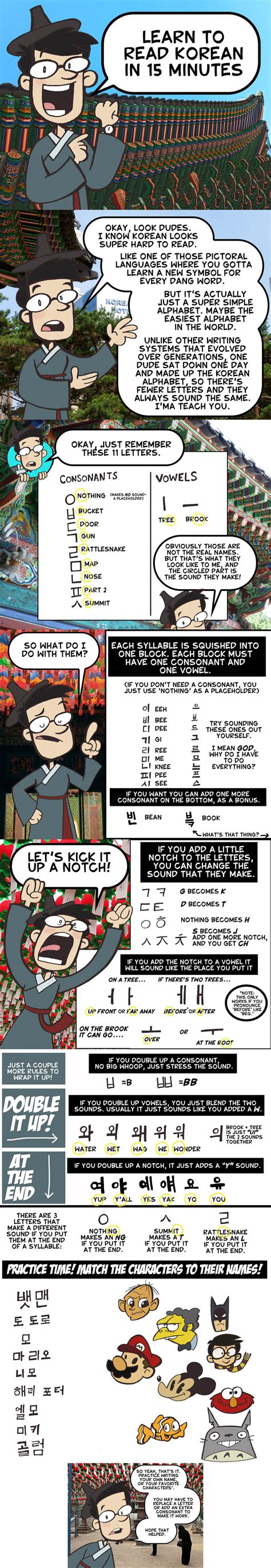 Learn To Read Korean In Minutes Infographic Kickassfacts