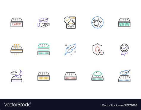 Mattress Line Icons Set Breathable Memory Foam Vector Image