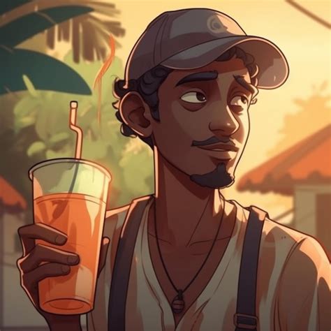 Premium Ai Image A Man Holding A Glass Of Orange Juice In Front Of A
