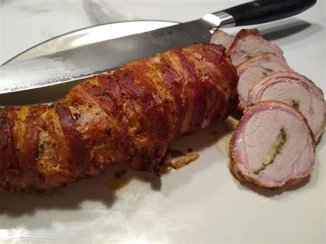 Bacon Wrapped Stuffed Pork Tenderloin