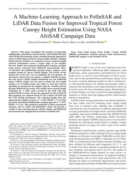 Pdf A Machine Learning Approach To Polinsar And Lidar Data Fusion For