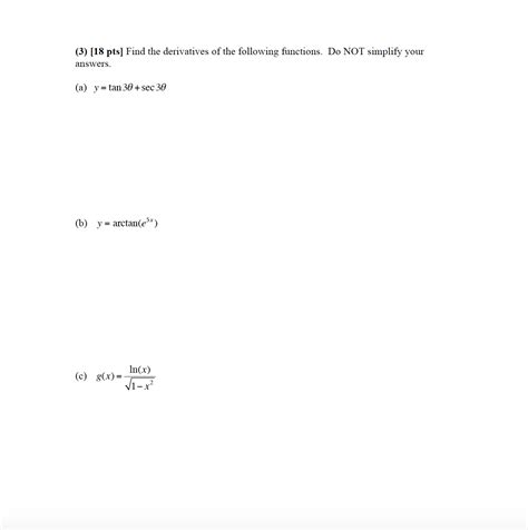 Solved Find The Derivatives Of The Following Functions Do