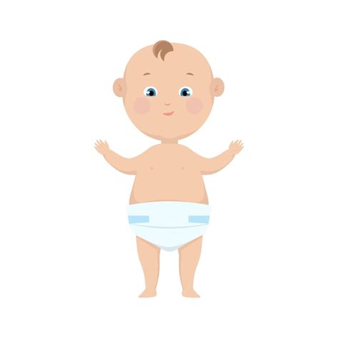 아기 기저귀 벡터 일러스트 레이 션 재미 있는 아기 격리 프리미엄 벡터