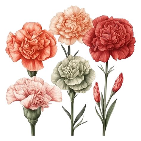 카네이션 꽃 녹색 잎 식물 꽃잎 Png 일러스트 및 이미지 에 대한 무료 다운로드 Pngtree