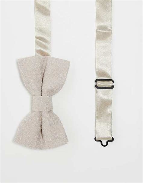Asos Design Textured Bow Tie In Stone Asos