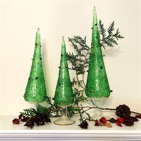 Blown Glass Tabletop Christmas Tree Green With Colors Dandarah