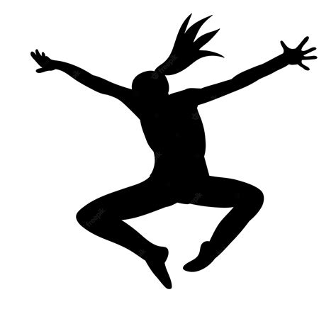Premium Vector Isolated Black Silhouette Girl Gymnast Jumping